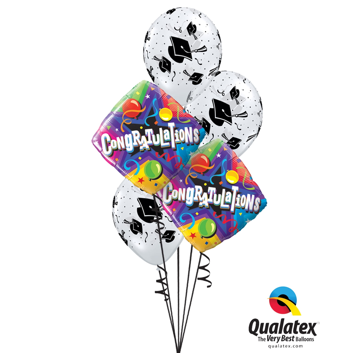 Congratulations Party Time Graduation 8pc Foil & Latex Balloon Bouquet ...