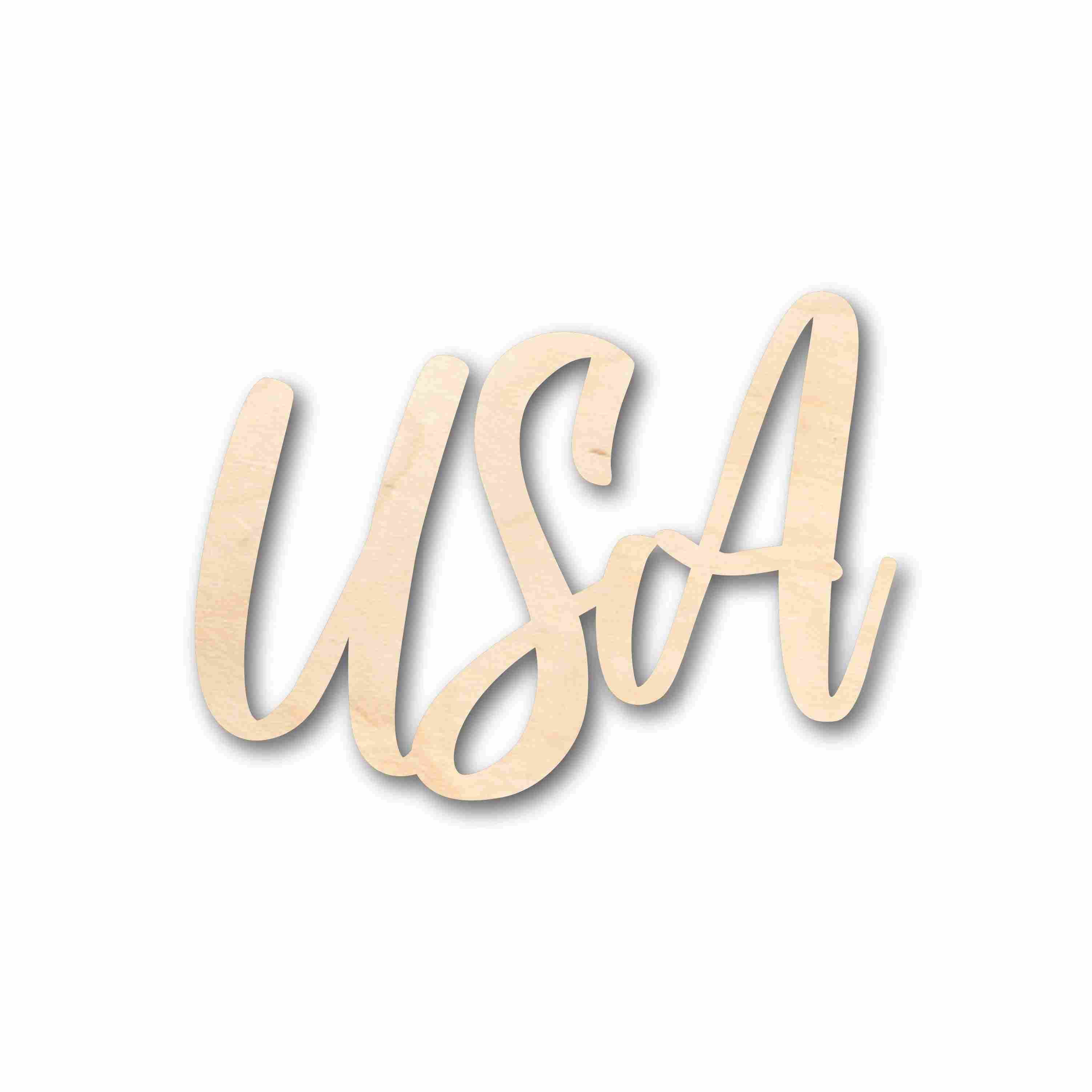 USA Script Letters Craft Unfinished Wood Cutout Font DIY handmade Gift ...
