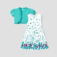 PatPat Summer Matching Children's Floral Dress & Ruffled Cardigan Outfit Set, Sizes 5-12 ...