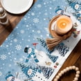 Blue Grey Christmas Table Runner 72 Inches, Snowman Xmas Tree Snowflake ...