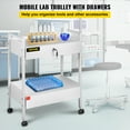 VEVOR Lab Cart, 2 Tiers Lab Trolley, Steel Lab Utility Cart, 360 ...