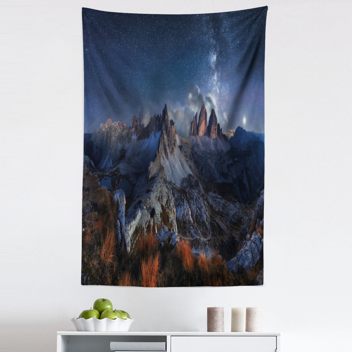 Night Tapestry, Dolomites Italy Alps Mountain Landscape with Starry ...