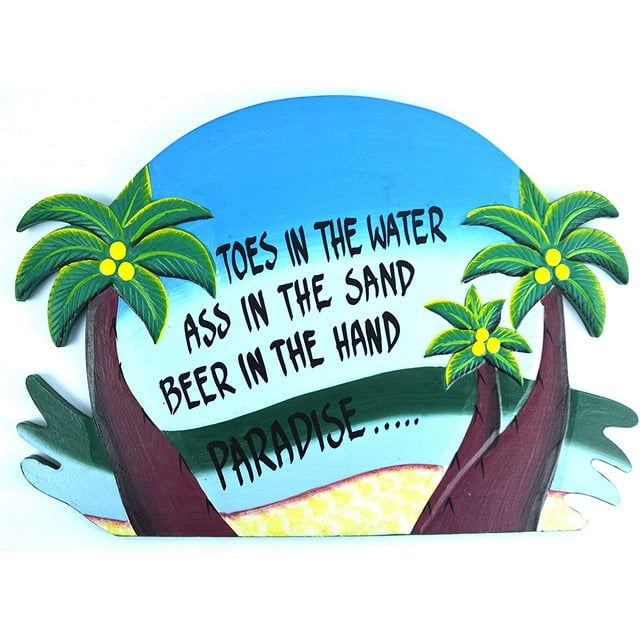 Blue Beach with PALM TREES Parrot Head Toes in the Water As* in the ...