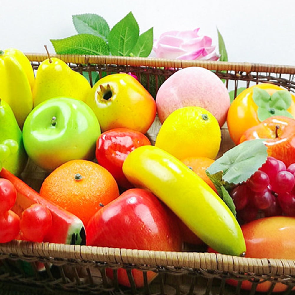 opvise Artificial Fruit Apple Banana Orange Lemon Lifelike Photography ...
