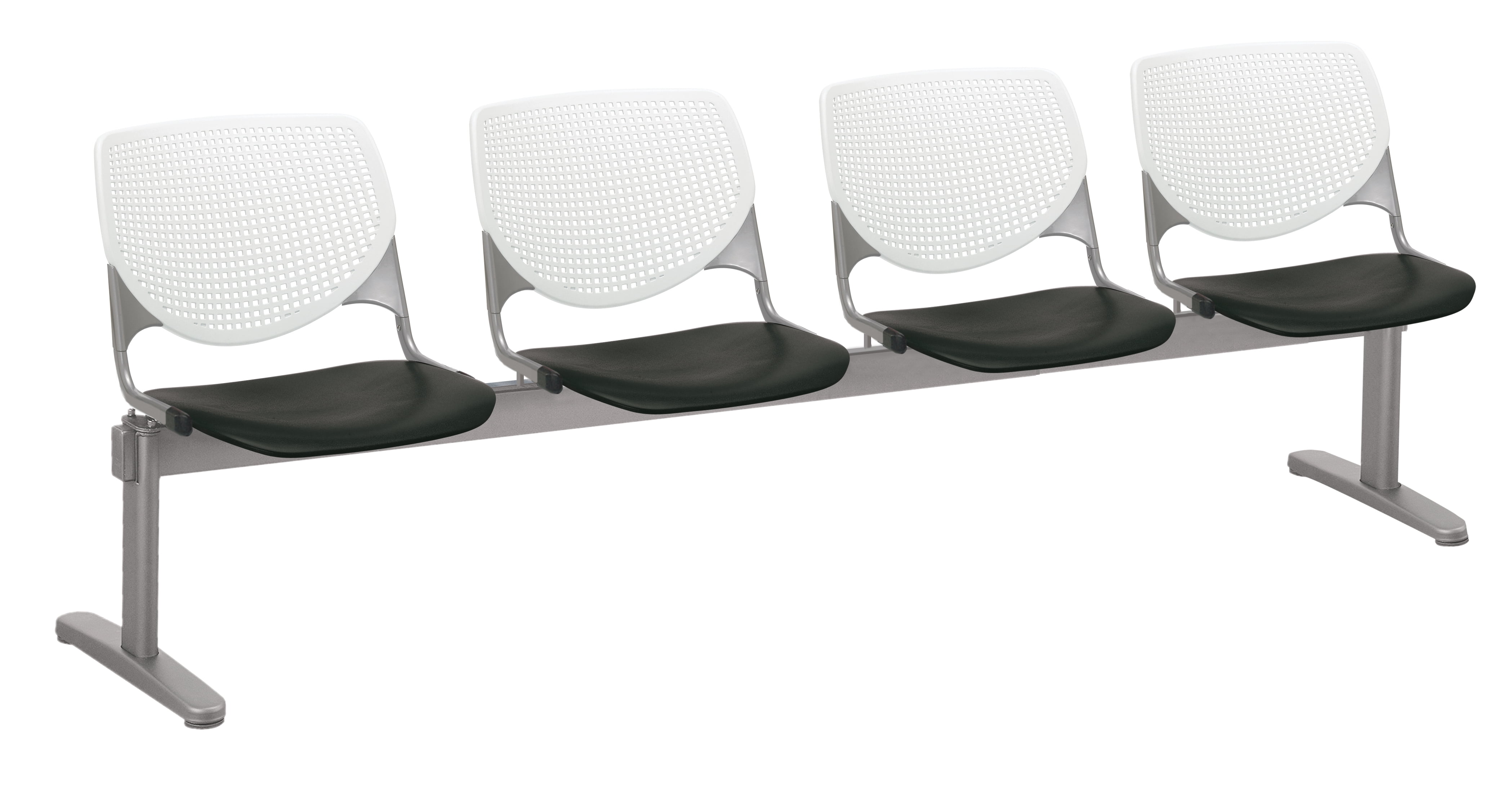 KFI Studios KOOL 4 Seat Reception Bench, White Back, Black Seat ...