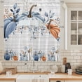 3 Pieces Swag Kitchen Curtains Set, Blue Thanksgiving Fall Valance Swag ...