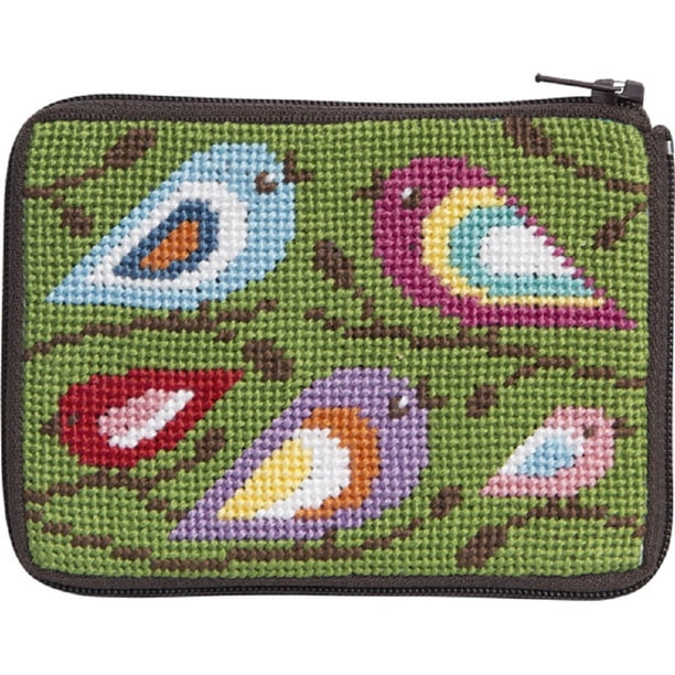 Stitch and Zip Coin Credit Card Case Needlepoint Kit SZ199 Birds of ...