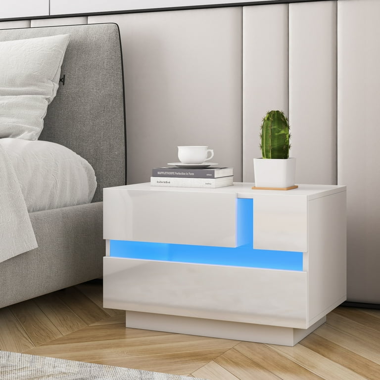 Modern White Bedside Table