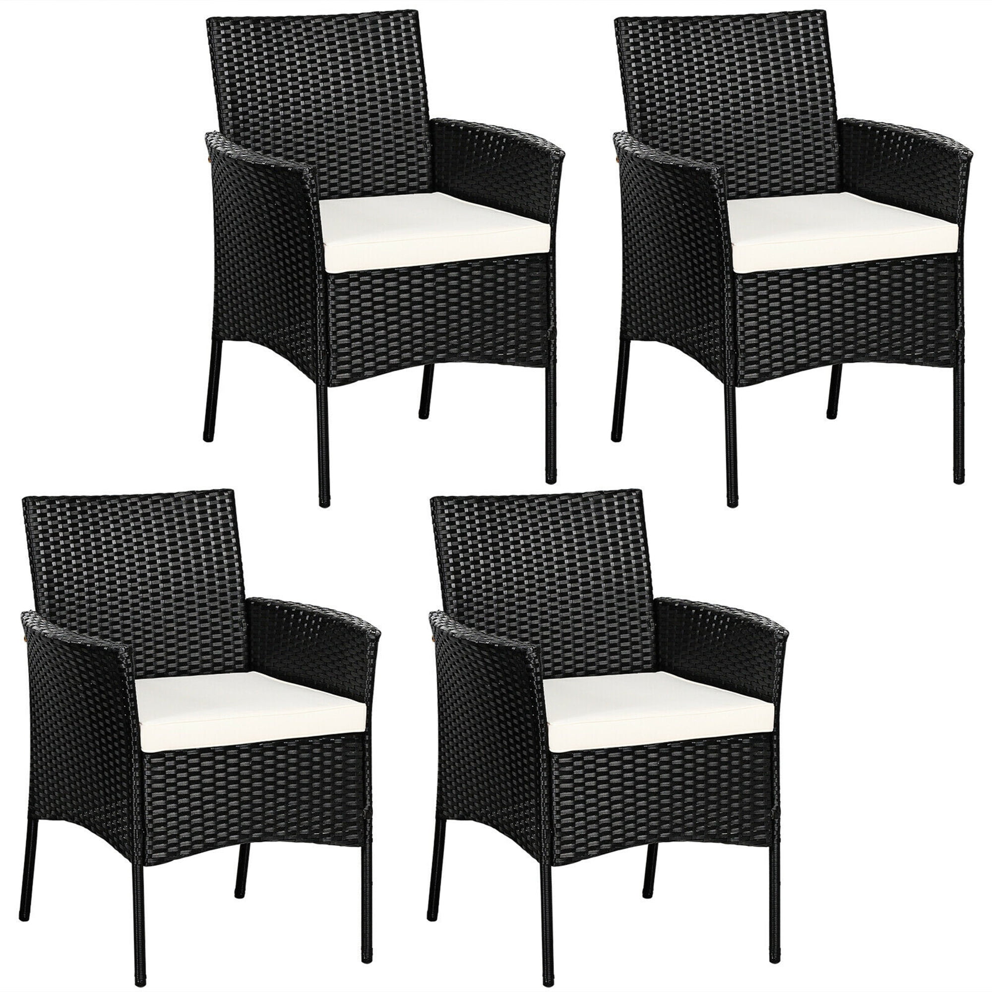 Click here for Gymax 4pcs Patio Rattan Arm Dining Chair Cushioned... prices
