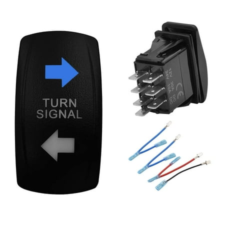 HAHDAXIA Blue Led Turn Signal Rocker Switch 7Pin ON-Off-ON DPDT Toggle ...