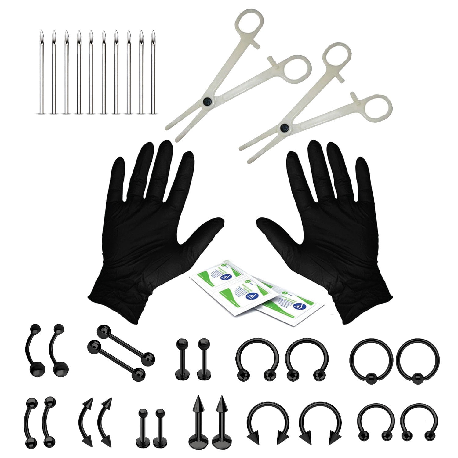 Click here for Bodyj4you 36pcs Piercing Kit Black Steel 14g 16g B... prices
