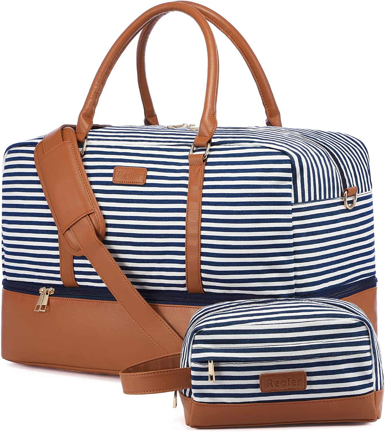 Realer Canvas Weekender Bag for Women, Hospital Carry-on Bag Travel ...