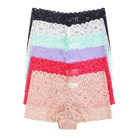 LAVRA Women's Sexy Lace Hiphugging Boyshort or Bikini Panties 6pk-Large ...