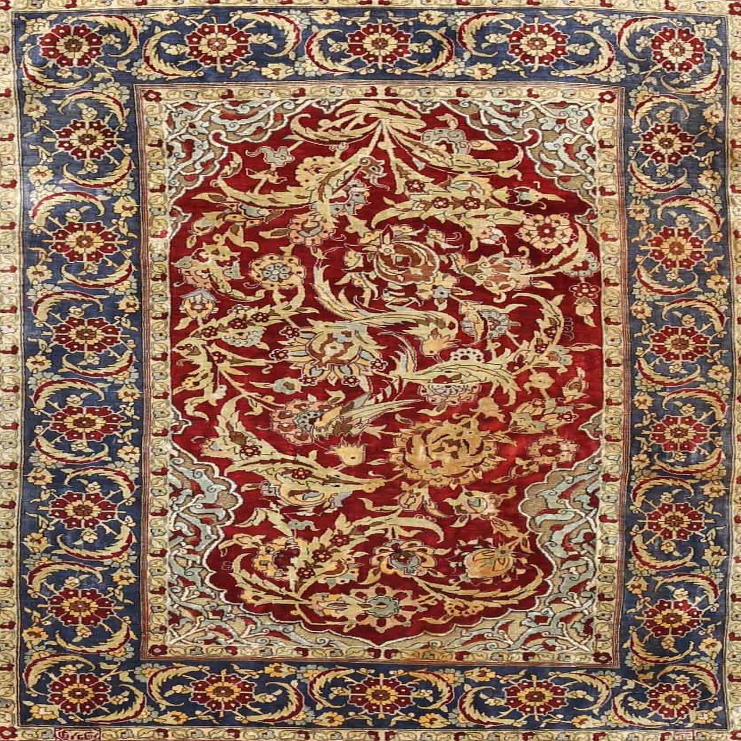 Ahgly Company Indoor Square Traditional Saffron Red Persian Area Rugs ...