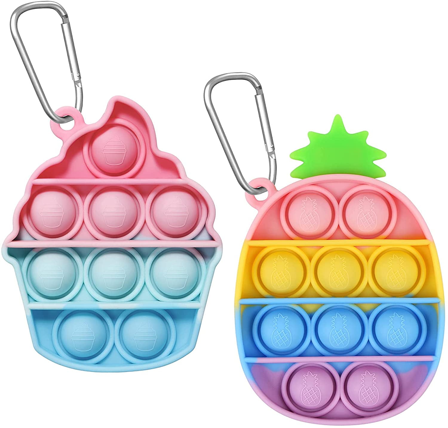 2 Pack Mini Push Pop Bubble Sensory Fidget Toy Keychains,Simple Fidget ...