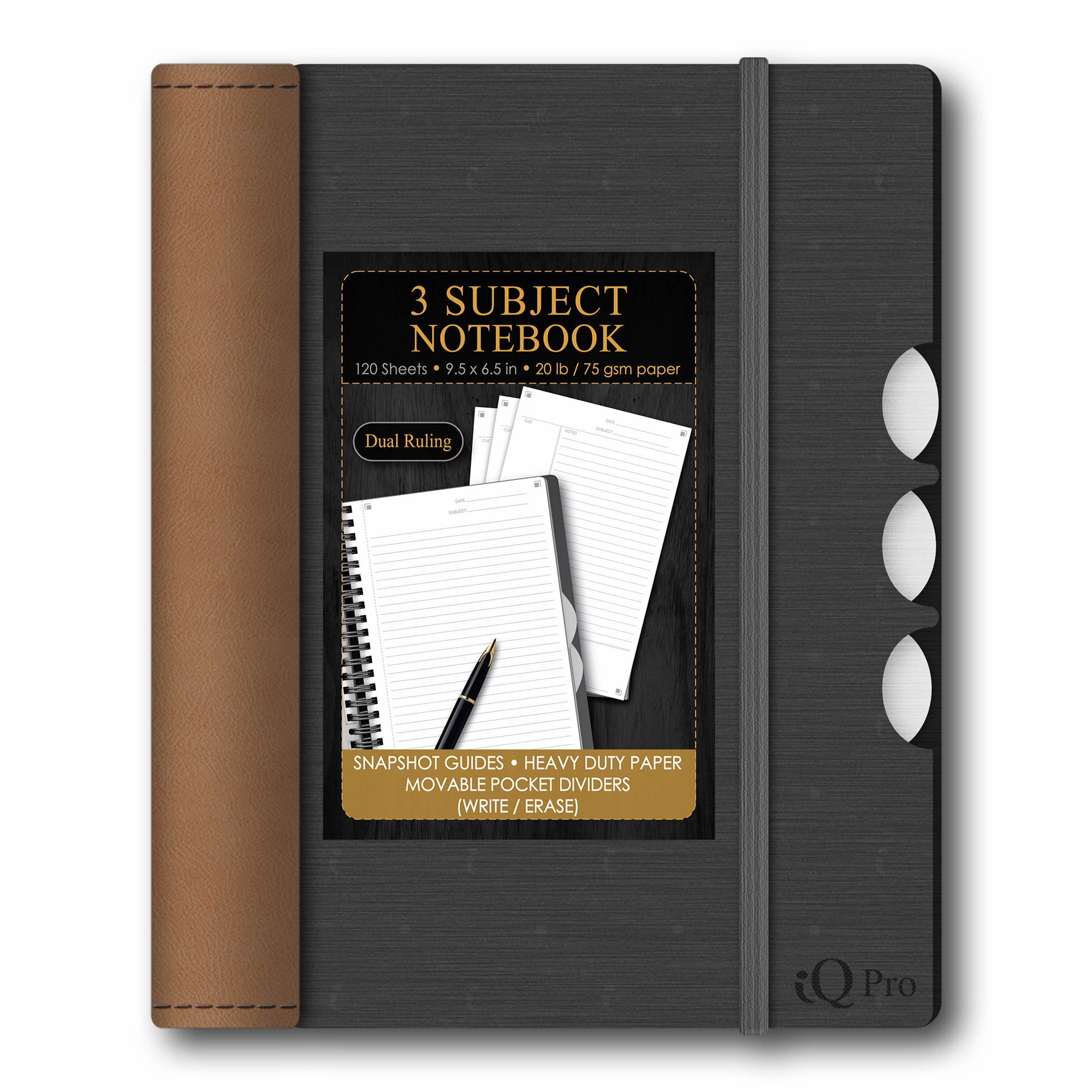 iScholar’s Executive Series iQ Pro 3-Subject Notebook – Assorted