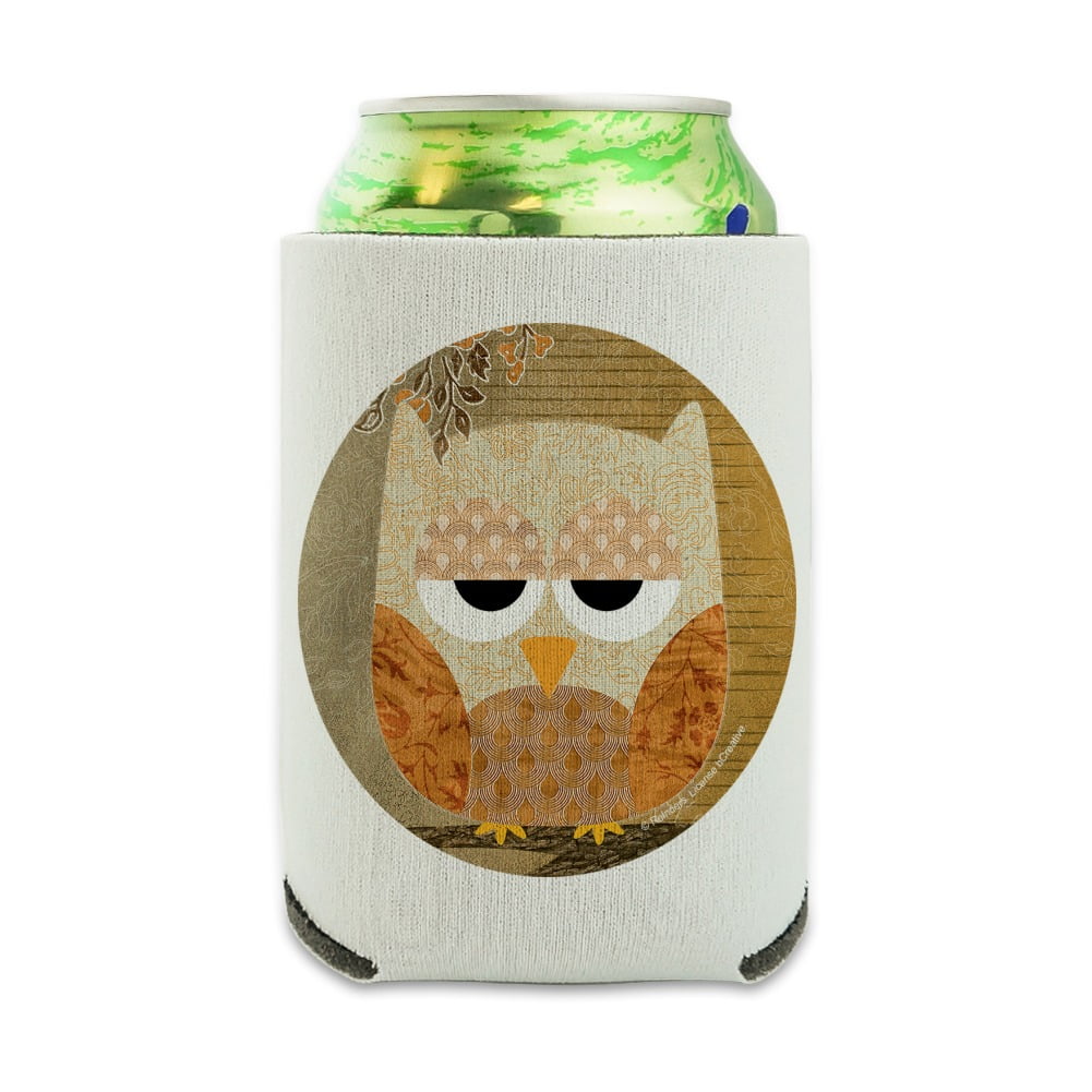 Sleepy Owl Antique Retro Can Cooler - Drink Sleeve Hugger Collapsible ...