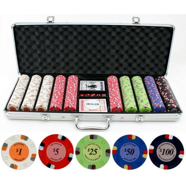 Crown Casino 500 Piece 13.5g Clay Poker Chips Set with Colored Chips ...