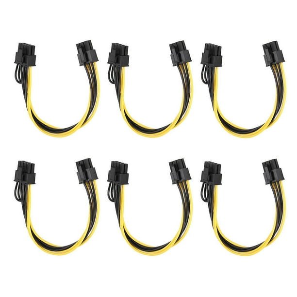 6pcs GPU Power Cables PCIE 6 Pin to 8 Pin Male to Male 20cm Power ...