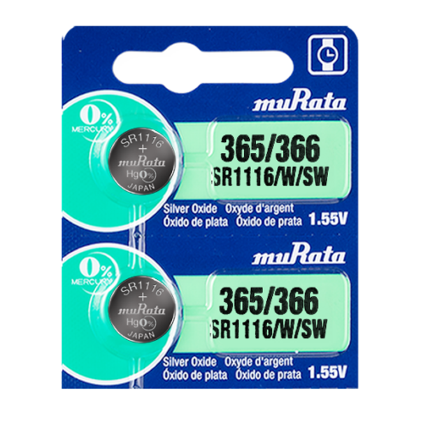 Murata 365/366 Battery 1.55V Silver Oxide Watch Button Cell (2 ...