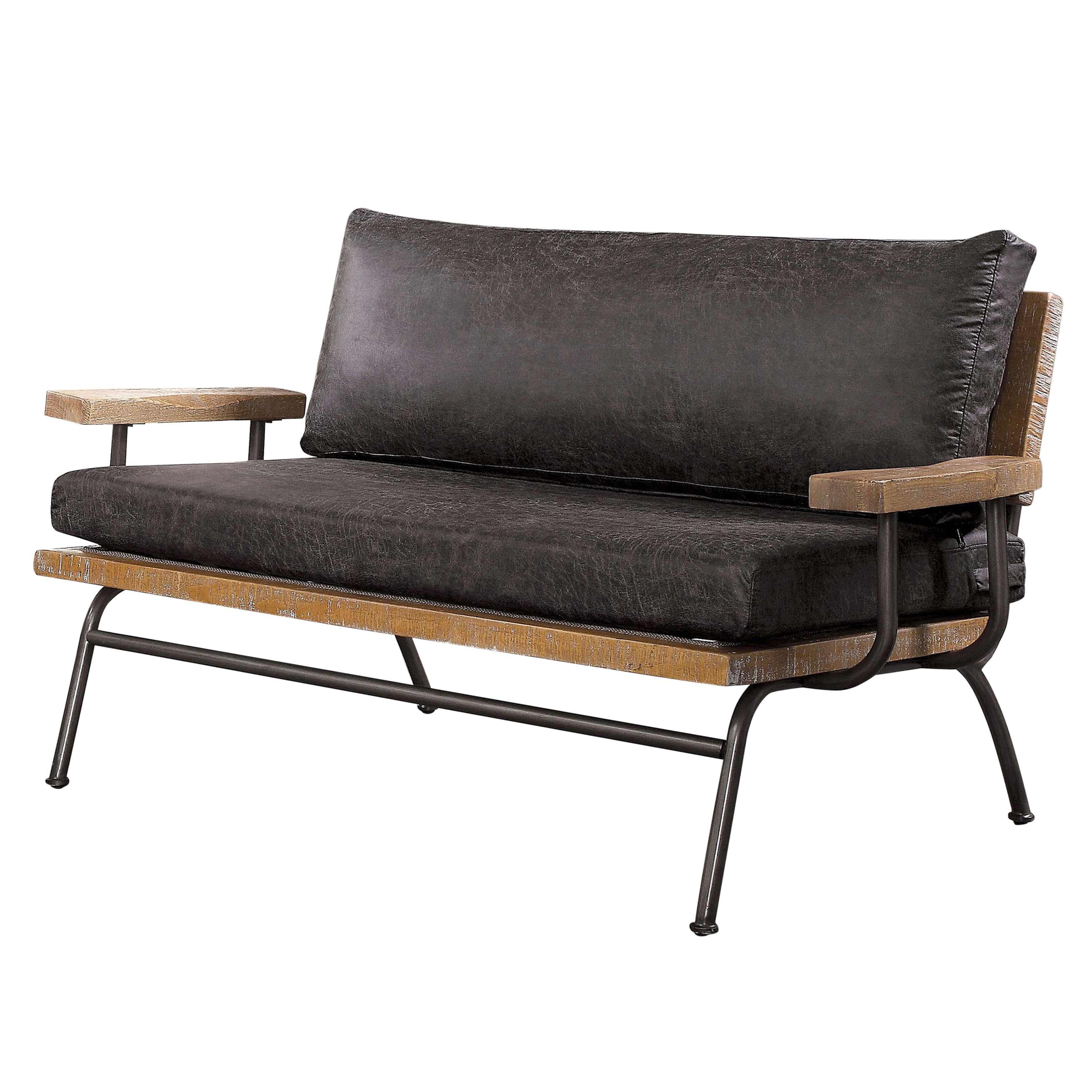Furniture of America Meza Rustic 2-Seater Loveseat Sofa in Gray Faux ...