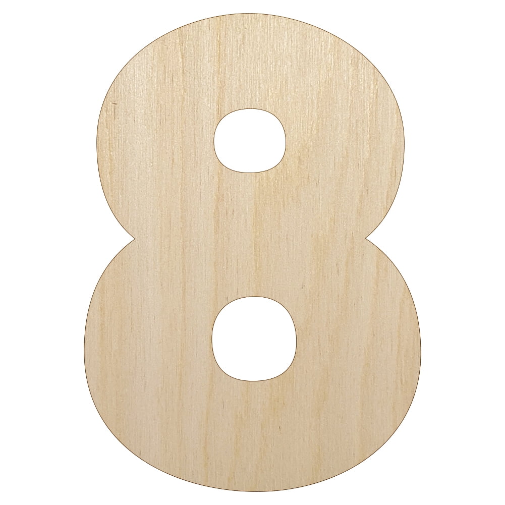 Number 8 Eight Fun Bold Font Wood Shape Unfinished Piece Cutout Craft ...