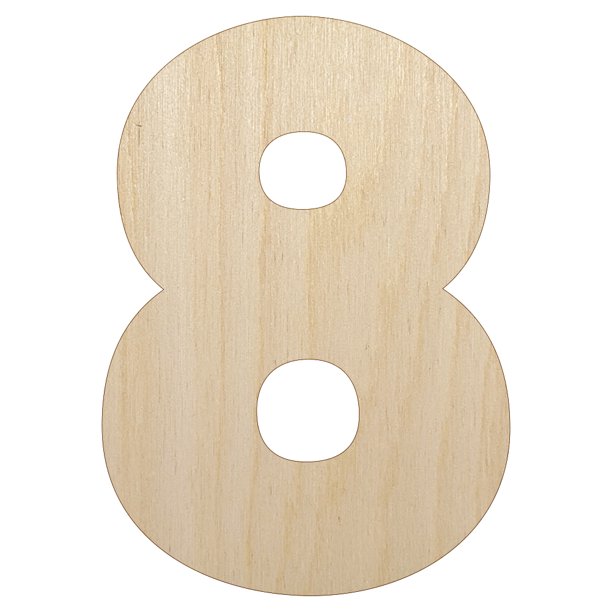 Number 8 Eight Fun Bold Font Wood Shape Unfinished Piece Cutout Craft ...