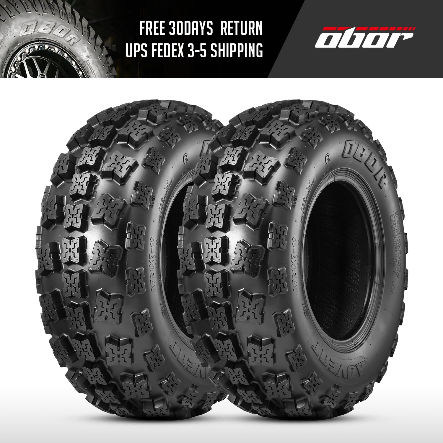 OBOR 25x10x12 25X10R12 RIPLE ATV Tires 6PR GNCC Racing Mud Off-Road All ...