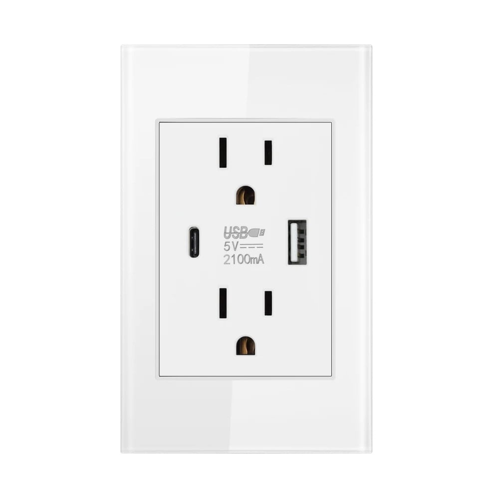 Toma de corriente de pared con cargador USB-C, enchufe doméstico ...
