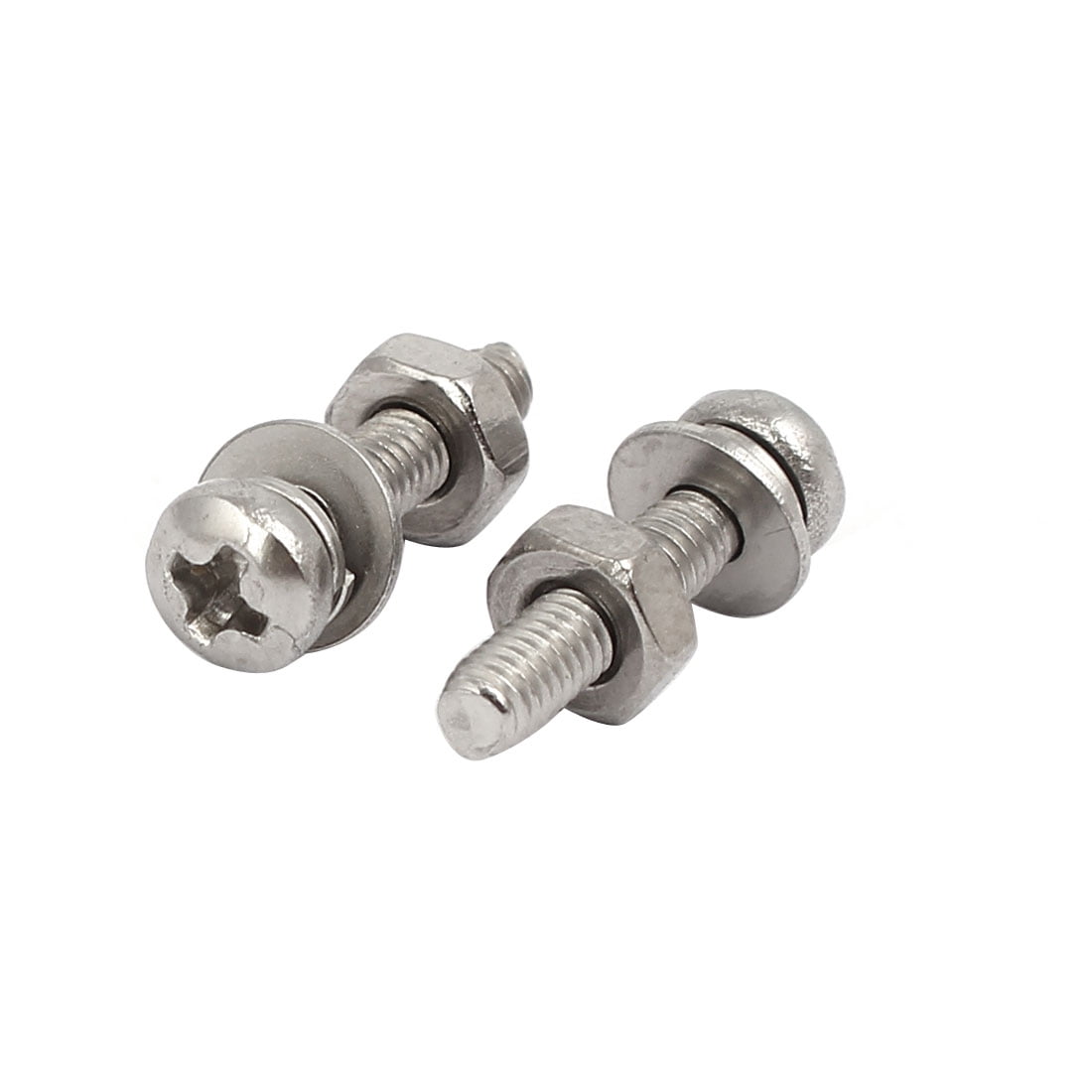 M2.5x12mm 304 Stainless Steel Phillips Pan Head Bolt Screw Nut w Washer ...