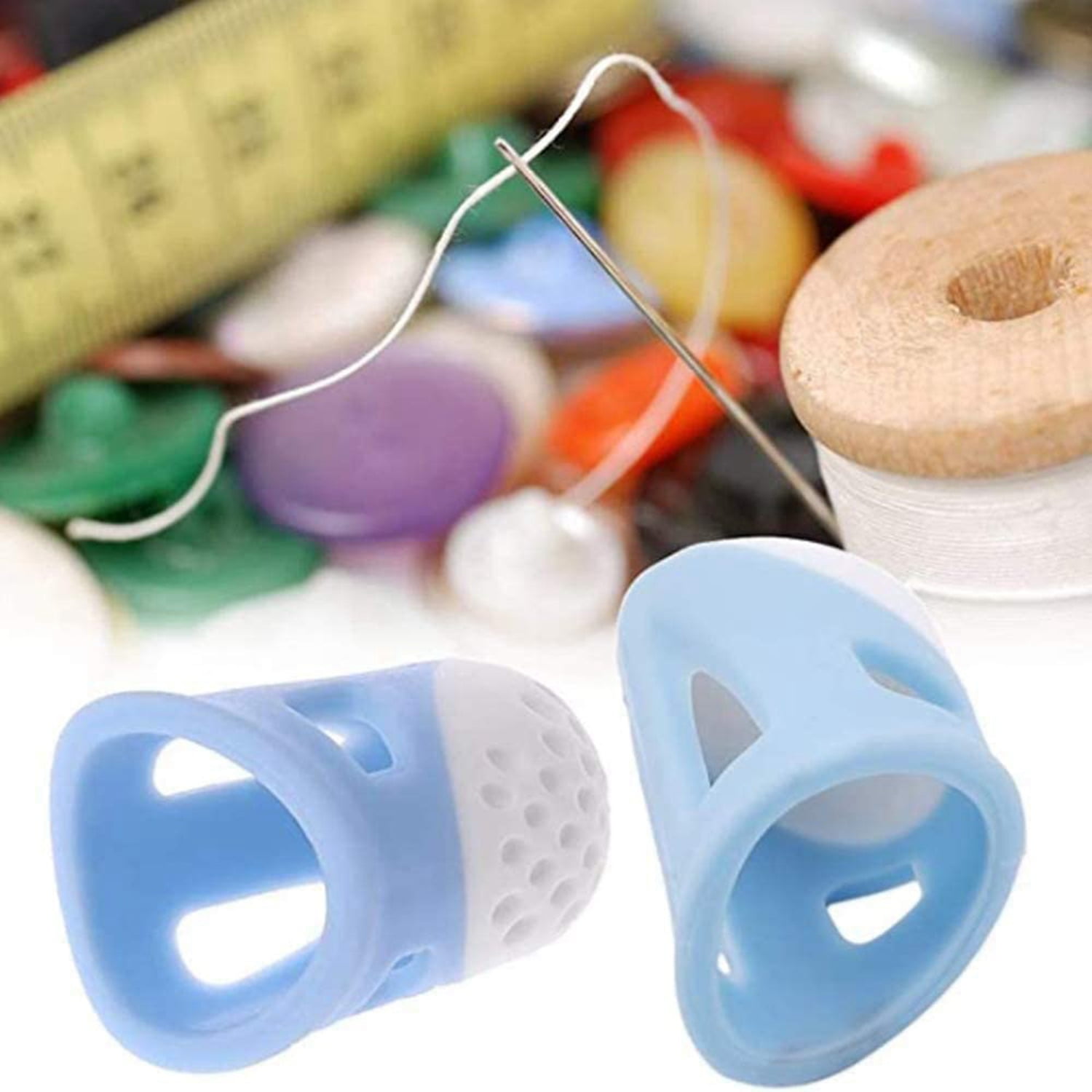 Set of 2 Sewing Thimbles Silicone Pin Needles Thimbles Comfortable Non ...