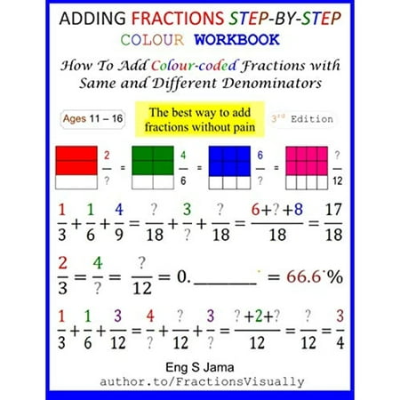 ADDING FRACTIONS STEP-BY-STEP COLOUR WORKBOOK: How To Add Colour-coded Fractions with Same and ...