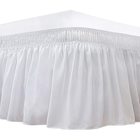Wrap Around Bed Skirts, White for Queen Size Beds 21 Inches Drop ...