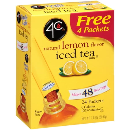 4C Totally Light Tea2Go Lemon Iced Tea Mix 24 ct Packets - Walmart.com