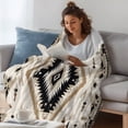 Abstract Weaving Pattern Throw Blanket for Couch Brown Ethnic Style ...