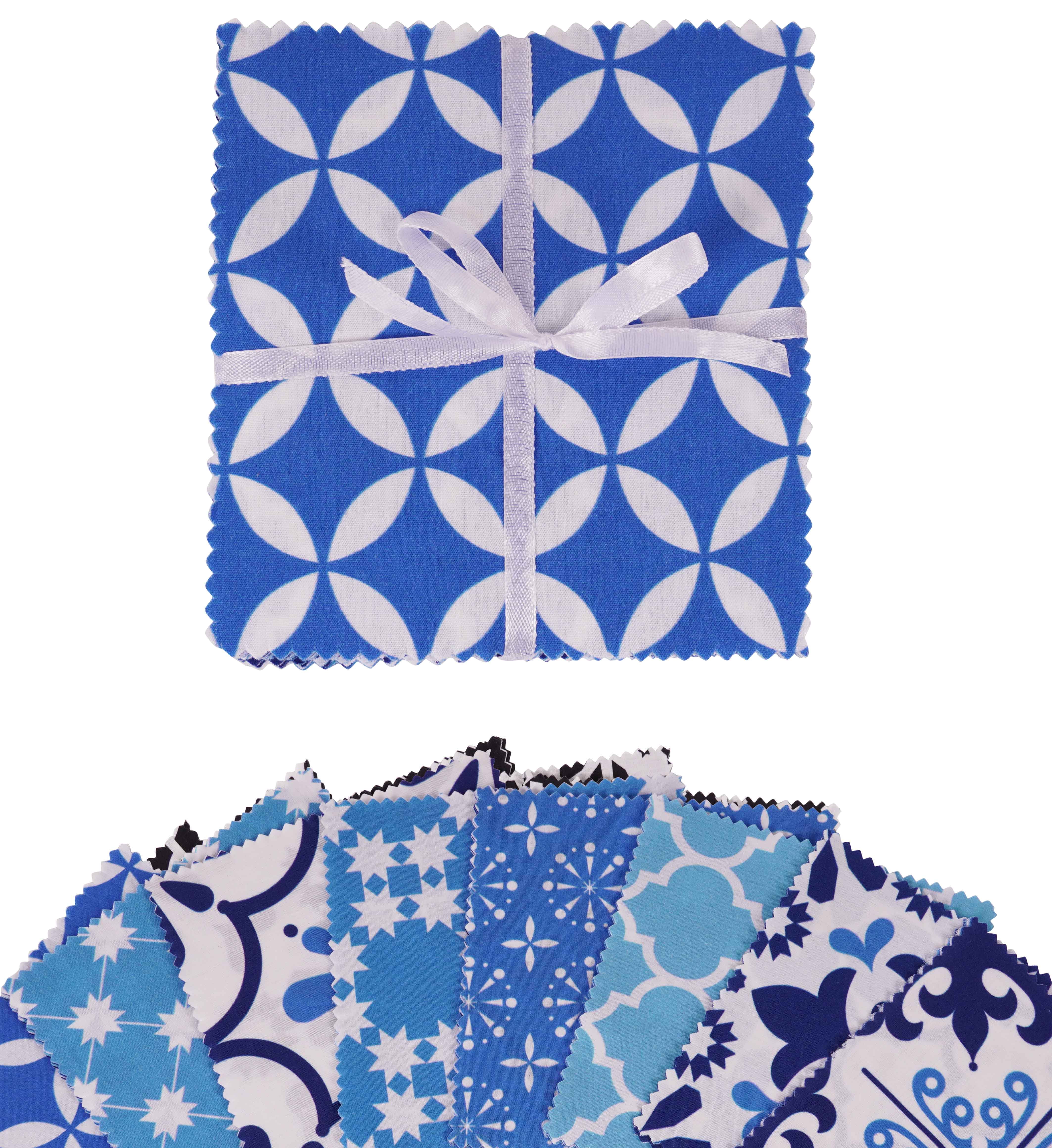 Soimoi Geometrical Stencils Print Precut 5-inch Cotton Fabric Quilting Squares Charm Pack DIY ...