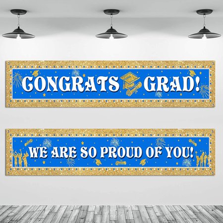 TESNN Graduation Decoration 2021, 2 Pieces Graduation Banner Congrats ...