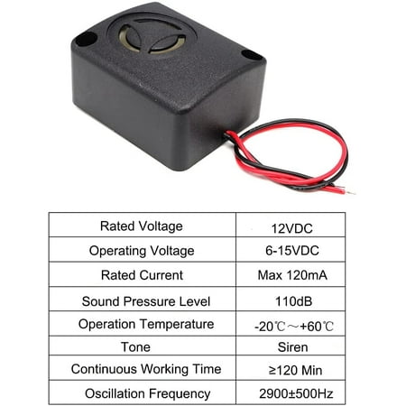 3PCS 110dB Electronic Black Mini Piezo Alarm Siren DC 12V Insurance ...