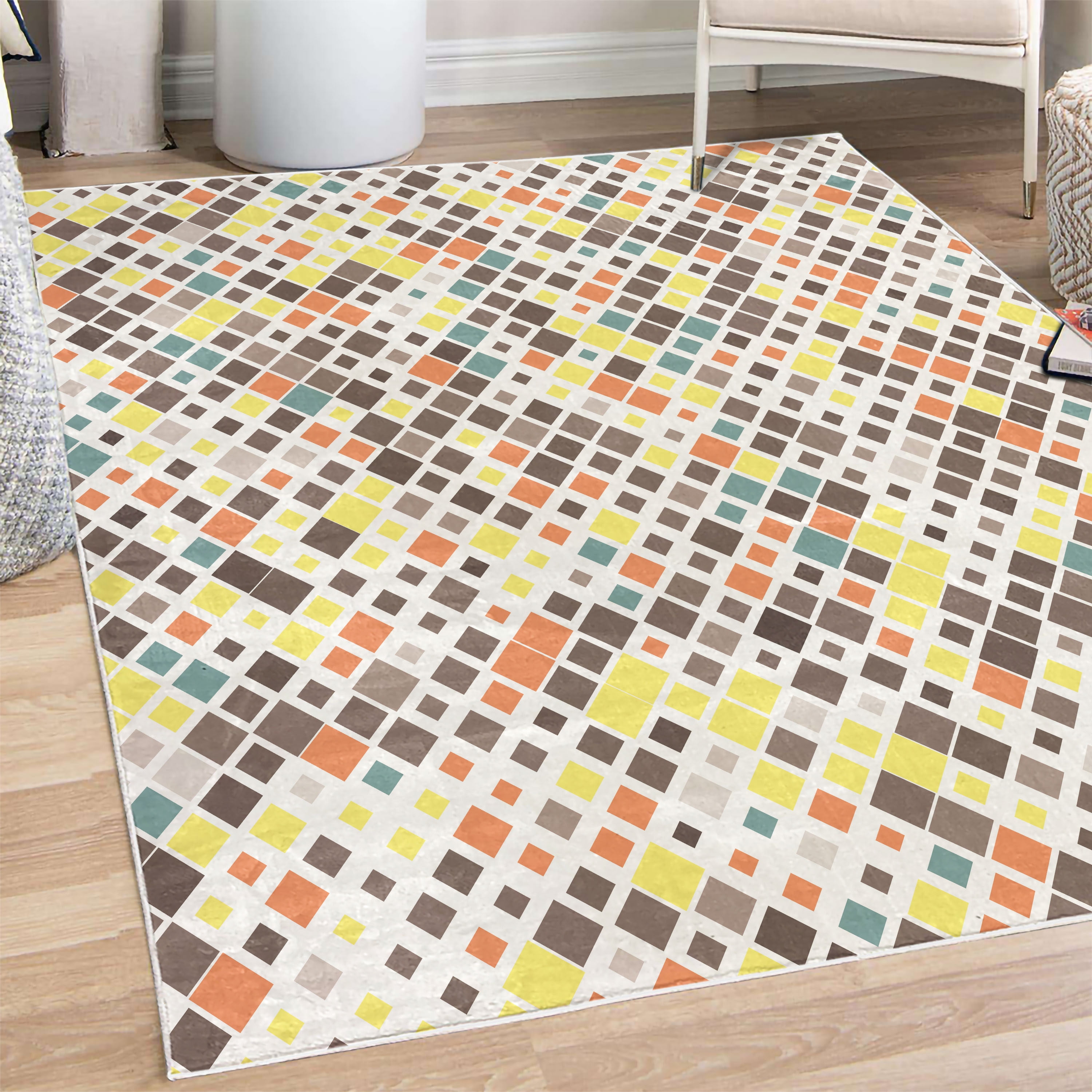 Ethnic Decorative Rug, Retro Mosaic Creative Pattern Square Rhythm ...