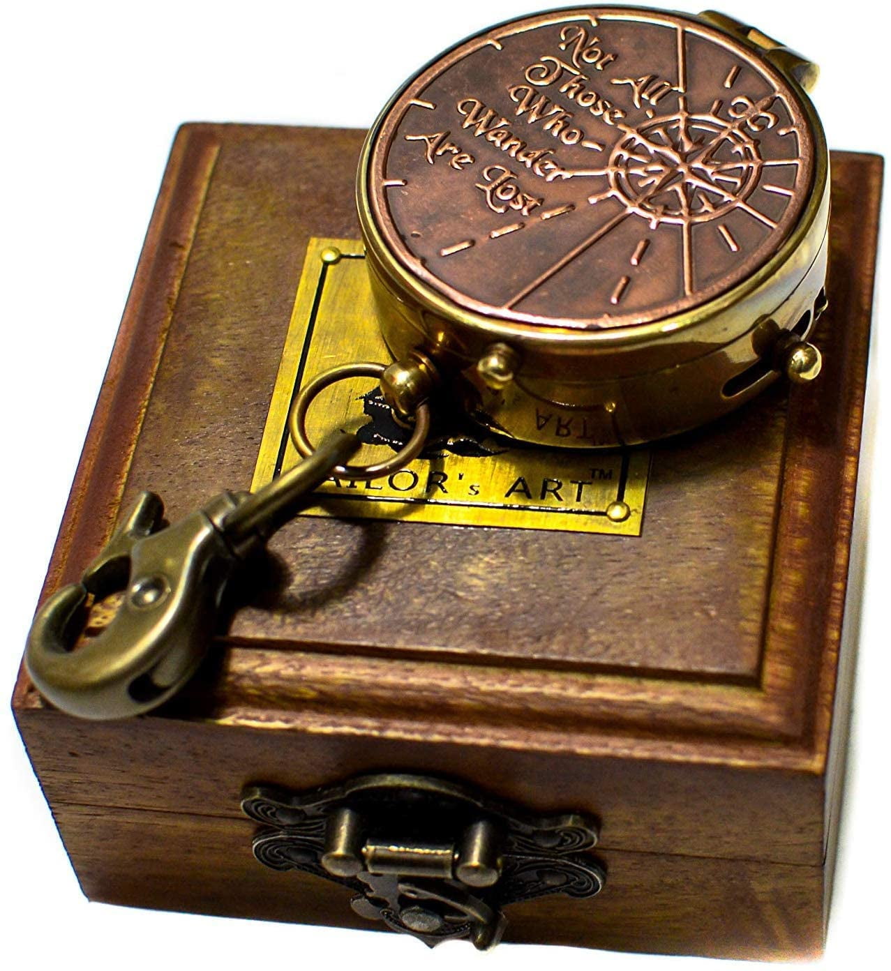 Sailor's Art Pocket-Antique Handcrafted Brass Direction Compass with ...