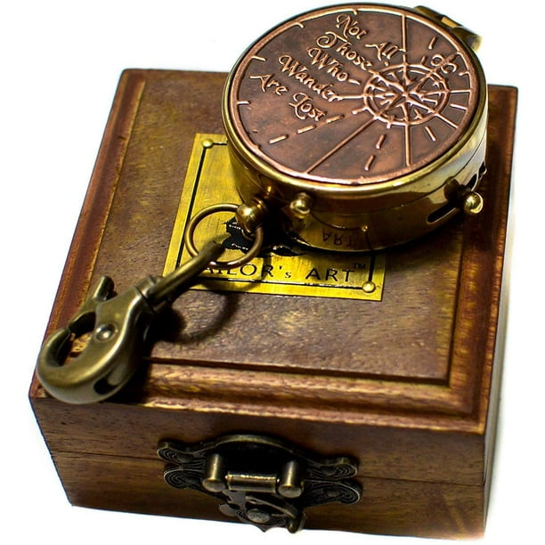 Sailor's Art Pocket-Antique Handcrafted Brass Direction Compass with ...