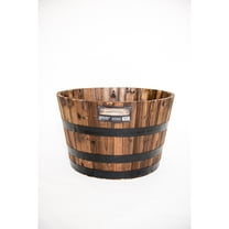 26” x 26” x 17” Rustic Burnt Wood Barrel Plant Pot - Walmart.com