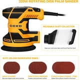 DEKO Electric Sander with 16 Sandpapers, 14000RPM, 5-Inch, High ...