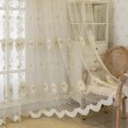Oval Floral Embroidered Lace Sheer Curtain, Scalloped Edge Luxury Home ...
