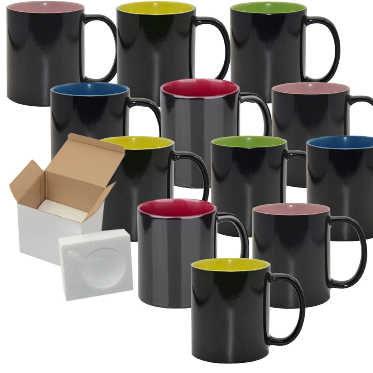 MUGSIE 12 Pack 11oz Mixed Inner Magic Color Changing Sublimation Mugs ...