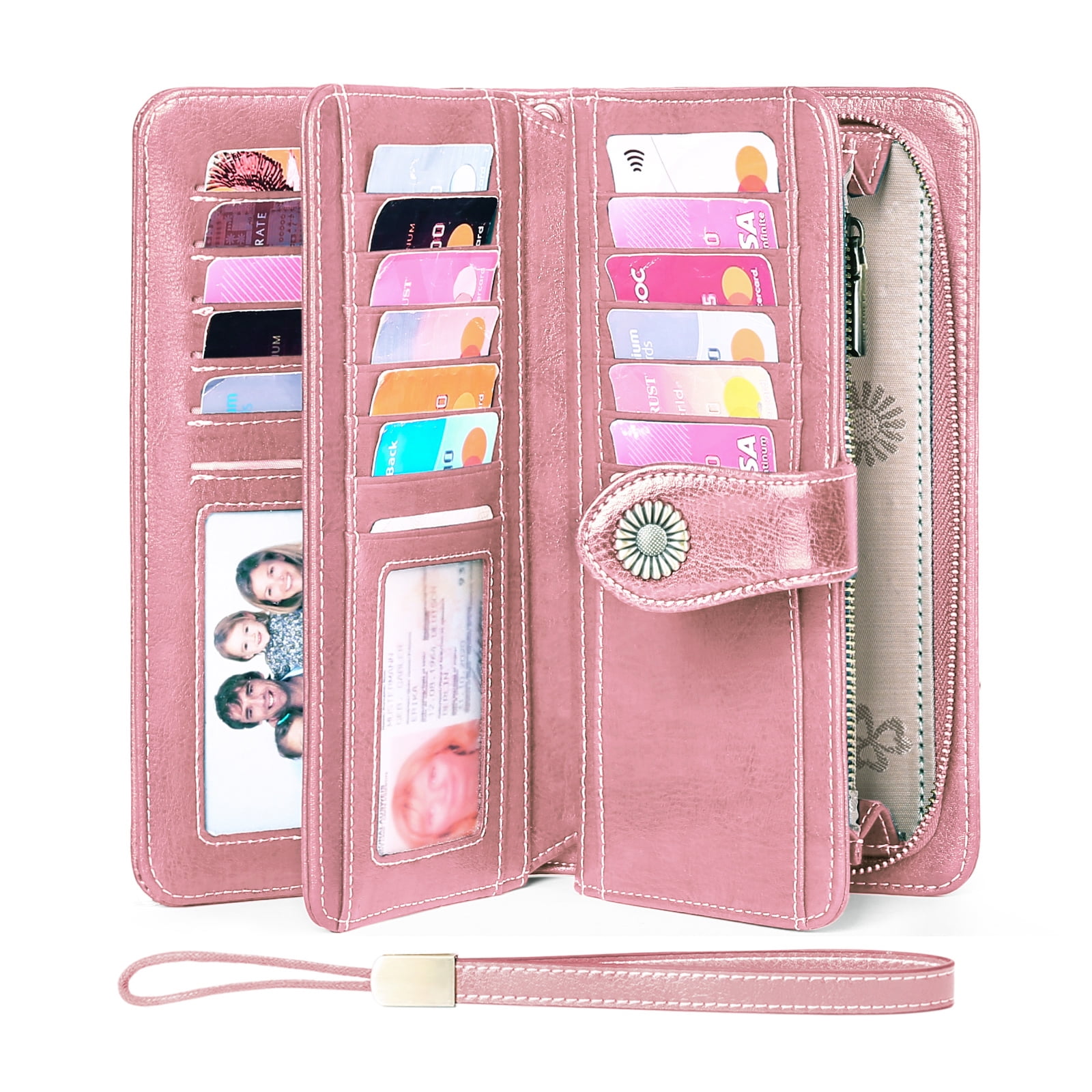 FALAN MULE Wristlet Wallets for Women Genuine Leather RFID Blocking ...