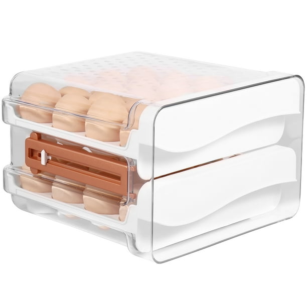 Egg Organizer for Refrigerator 2 Tier Egg Holder with Time Scale ...