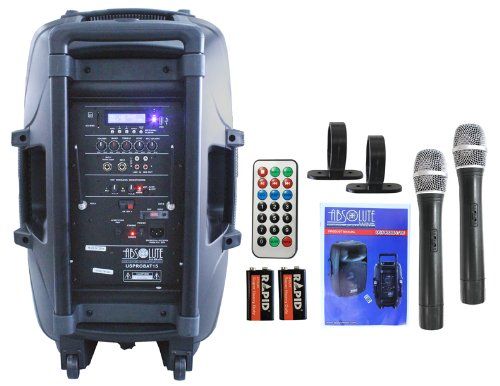 Absolute USA USPROBAT15 2500 Watts Max Power Speaker Built-In Battery ...
