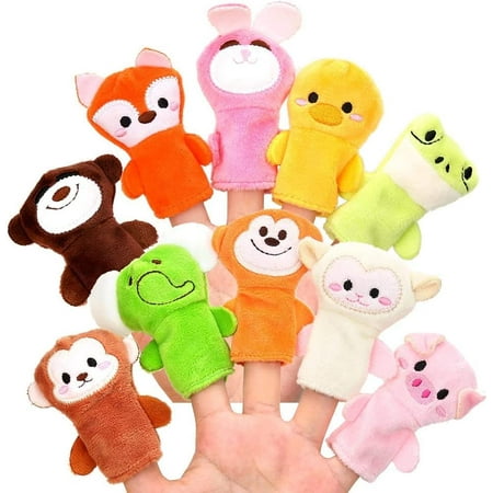SHAR Set of 10 Finger Puppets - Animal Plush Hand Doll Party Bag Finger ...
