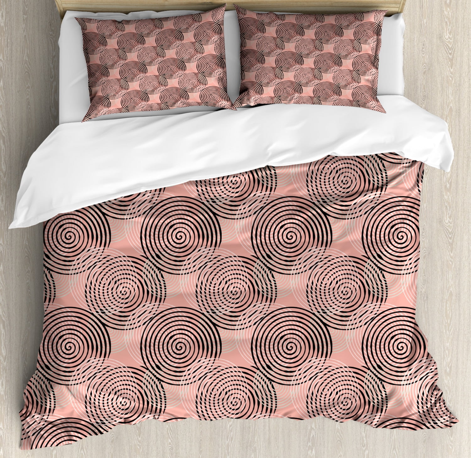 Geometric Duvet Cover Set King Size, Hypnotic Vortex Design Overlapping ...